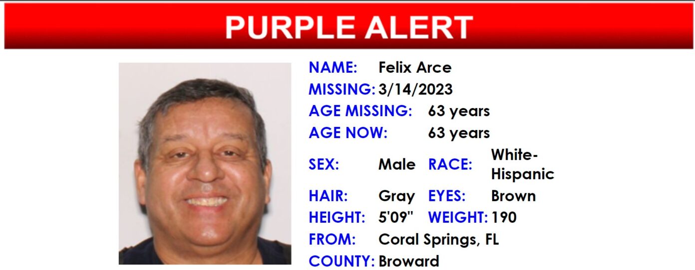 Purple Alert: 63-Year-Old Coral Springs Man Missing - Boca Post